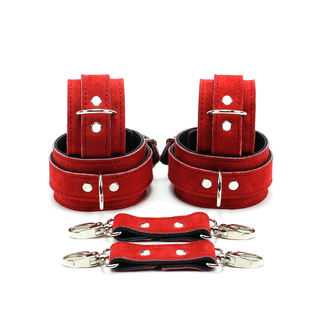 Lena Luxury Suede Bondage Cuff Set 2-Inch | ODDO Leather - Oddo Leather